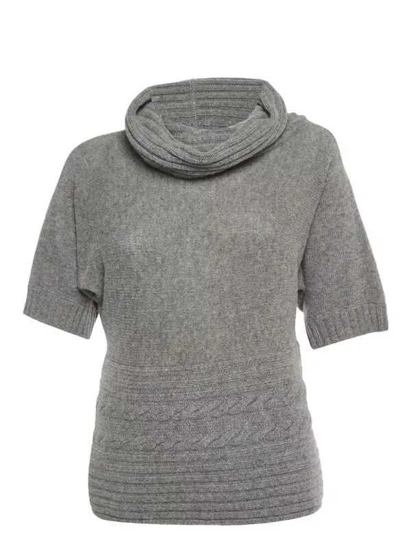 Max Mara Mock Neck Short Sleeve Sweater - Grey