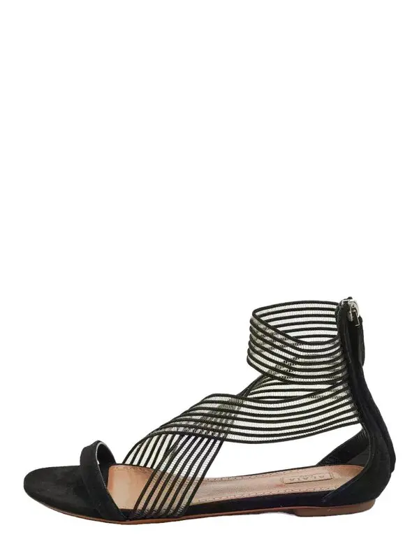 Alaïa Mesh Ankle-strap Sandals - Black