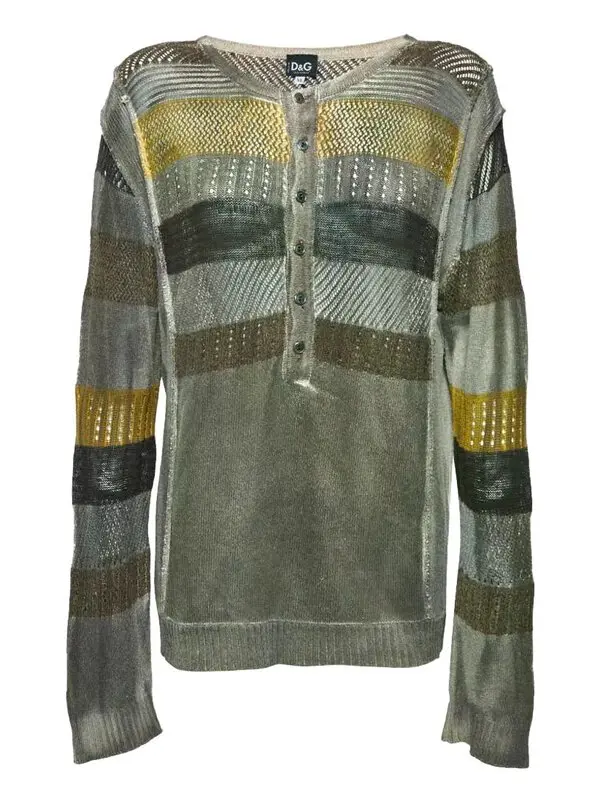 D&G PREOWNED Striped Half-button Sweater - Grey