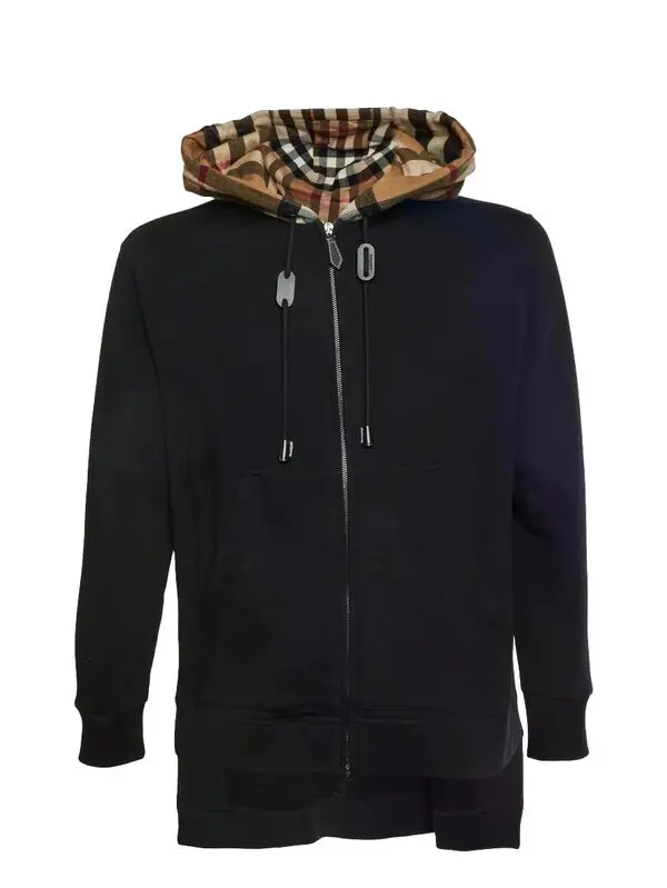 Burberry Check-pattern Zip-up Hoodie - Black