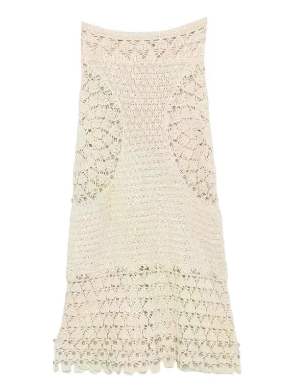 Rabanne Crochet Bead Embellished Maxi Skirt - Neutrals