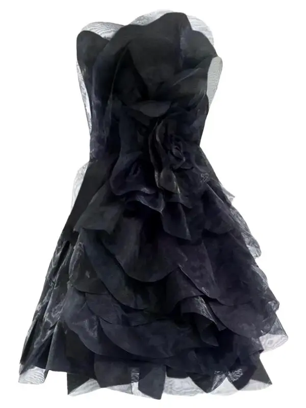 GEMY MAALOUF Strapless Ruffled Mini Dress - Black