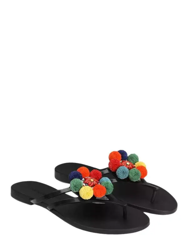 Dolce & Gabbana Rubber Slides With Pom-pom Detail - Black