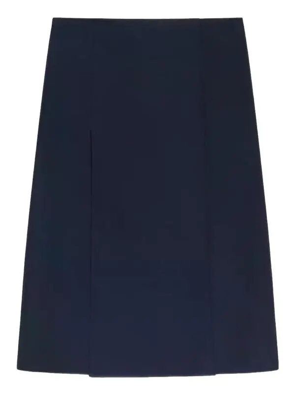 Marni Deep Techno Wool Skirt With Pleats - Blue
