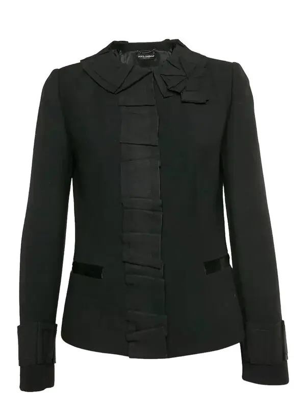 Dolce & Gabbana Wool Ruffle Trim Jacket - Black
