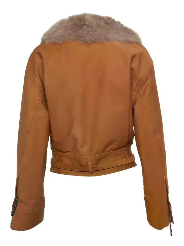 Hermès Belted Fur Collar Jacket - Brown