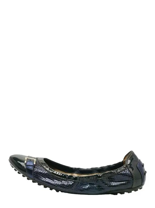 TOD'S Buckled Snakeskin-effect Ballet Flats - Blue