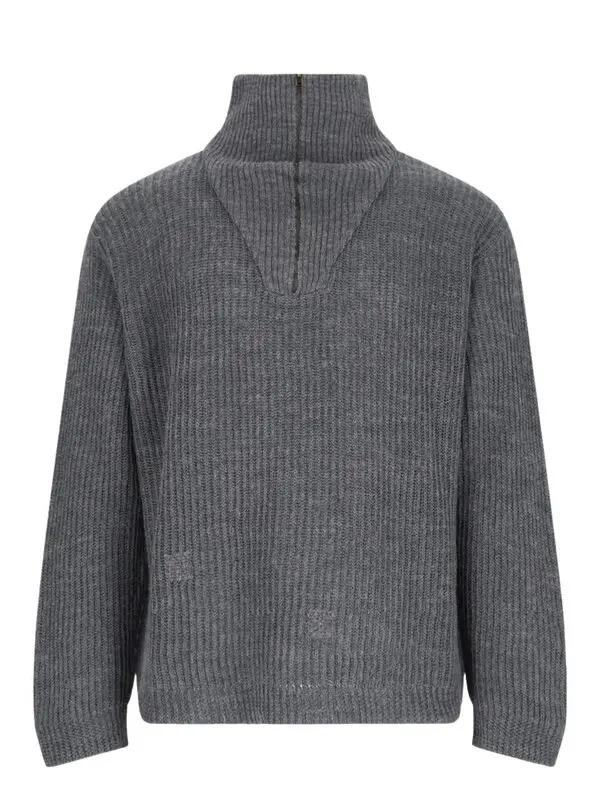 MAISON MARGIELA Shetland Knit Jumper With Zipper Neckline - Gray