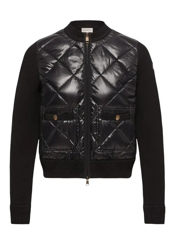 Moncler Cotton Padded Cardigan With Zip Closure - Black