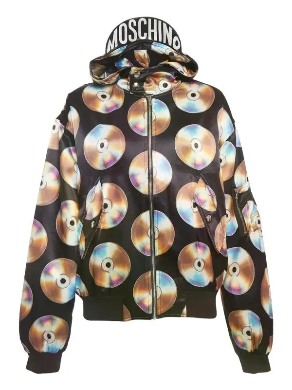 Moschino X H&m Disc Print Hooded Jacket - Black