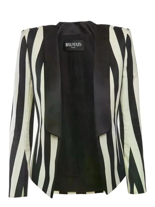 Balmain Stripe-pattern Open-front Blazer - Black