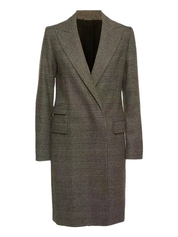 ALLSAINTS Houndstooth Double-breasted Coat - Grey