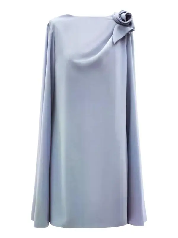 GEMY MAALOUF Cape-sleeve Dress With Floral Appliqu - Blue