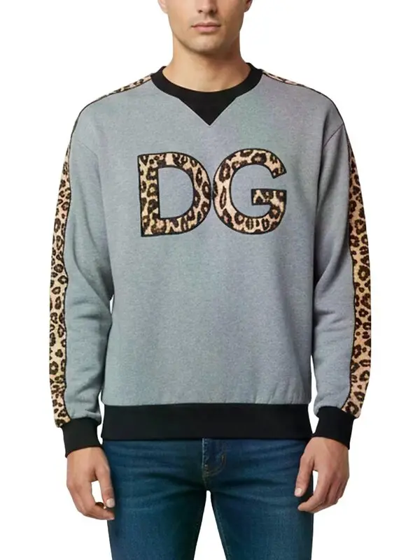D&G PREOWNED D&g Leopard Print Crewneck Sweatshirt - Grey