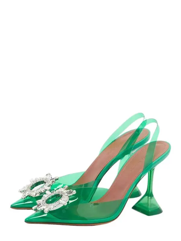Amina Muaddi Begum Heeled Pumps - Green