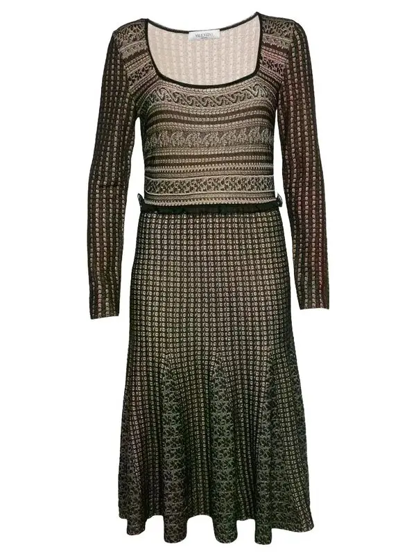 Valentino Garavani Crochet Knit Midi Dress - Brown