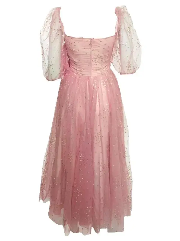 Red Valentino Glittered Bow-embellished Dress - Pink