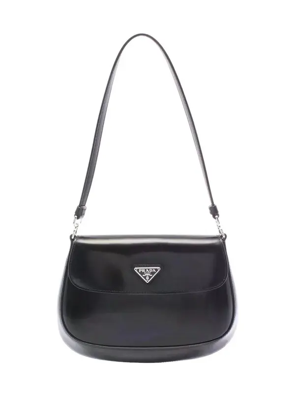 Prada Brushed Leather Cleo Flap Crossbody Bag - Black