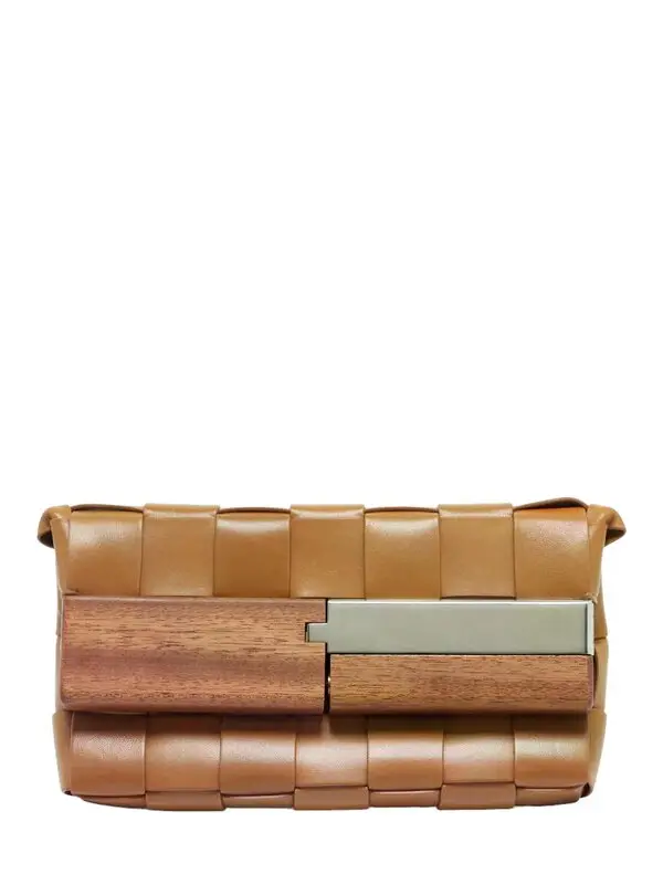Bottega Veneta The Snap Intreccio Clutch Bag - Neutrals