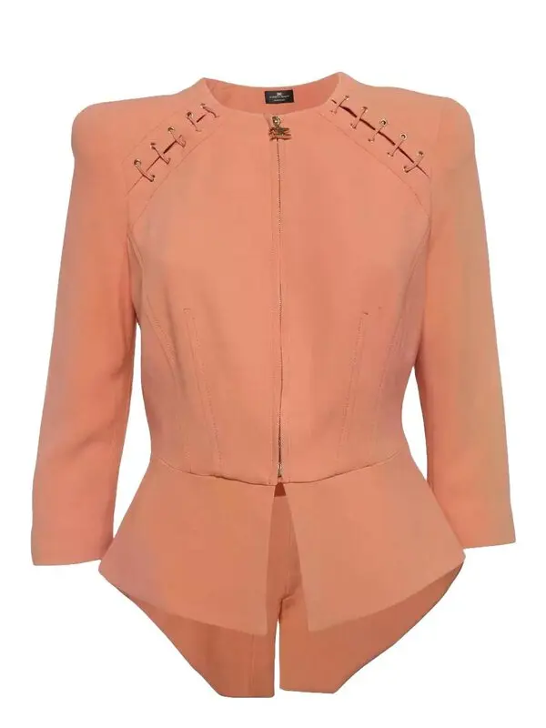 Elisabetta Franchi Lace-detail Peplum Jacket - Orange