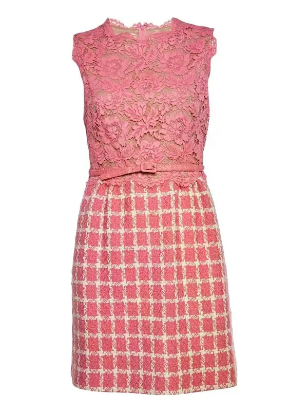 Valentino Garavani Tweed Guipure Lace Midi Dress - Pink