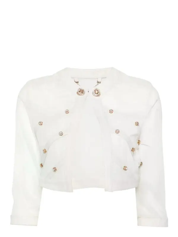 TIMOTEA Crystal-embellished Cropped Jacket - Neutrals