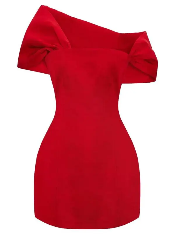 OCCLEUS One-shoulder Ruffled Mini Dress - Red