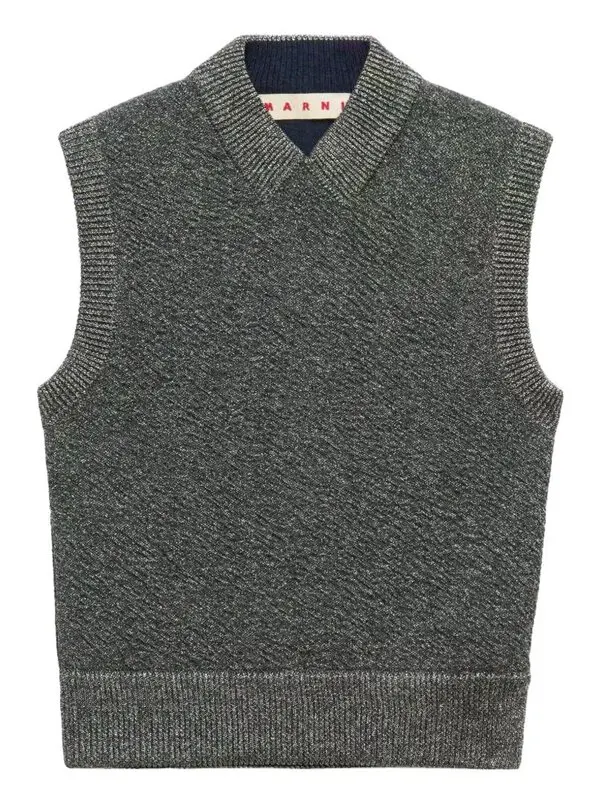 Marni Gray Wool Vest With Lurex Detailing - Grey