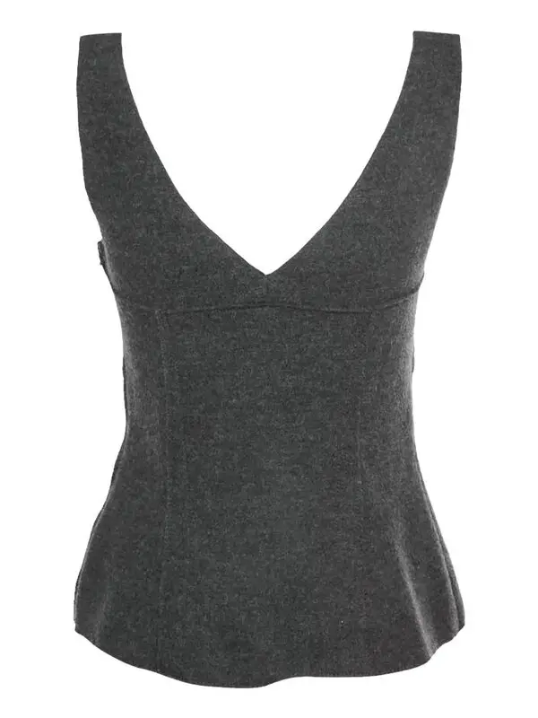 Prada Sleeveless V-neck Knit Top - Grey