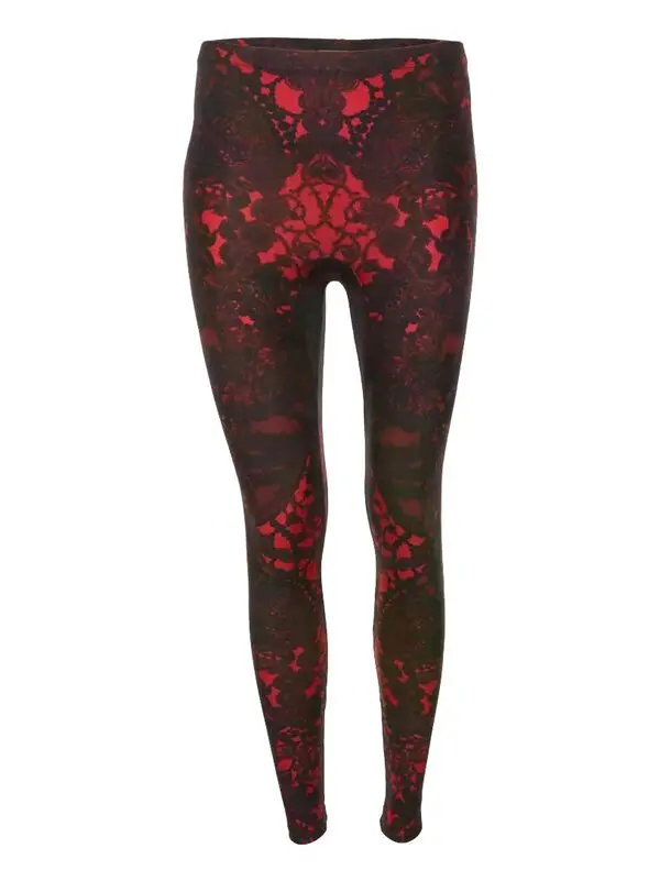 Alexander McQueen Lace-print Knit Leggings - Red