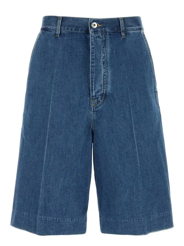Bottega Veneta Wide-leg Washed Denim Shorts - Medium Blue