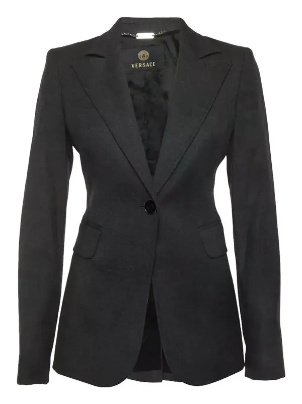 Versace Greca Detail Buckle Blazer - Black