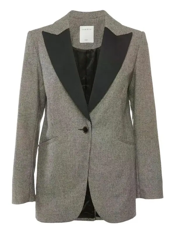 Sandro Houndstooth Wool-blend Blazer - Grey