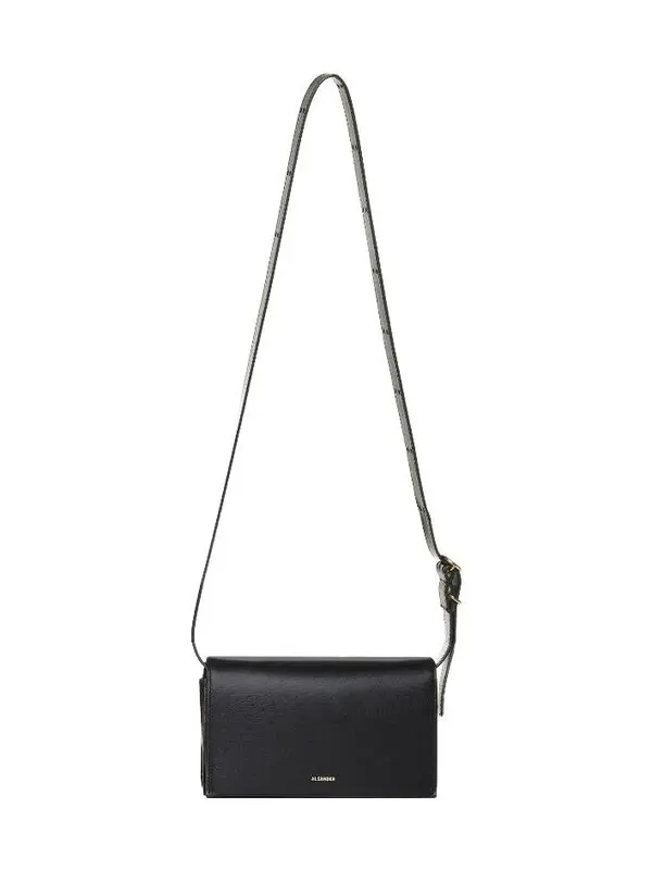 JIL SANDER Logo Shoulder Bag - Black