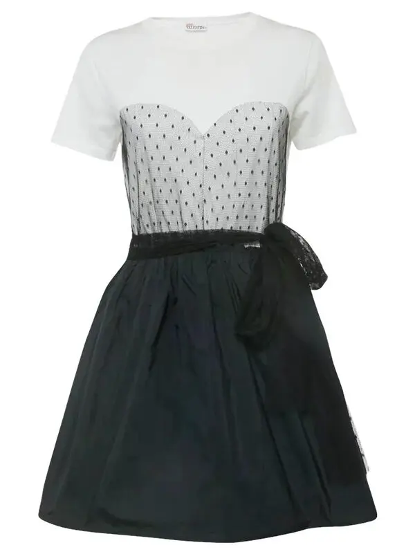 Red Valentino Plumetis Mesh Mini Dress - Grey