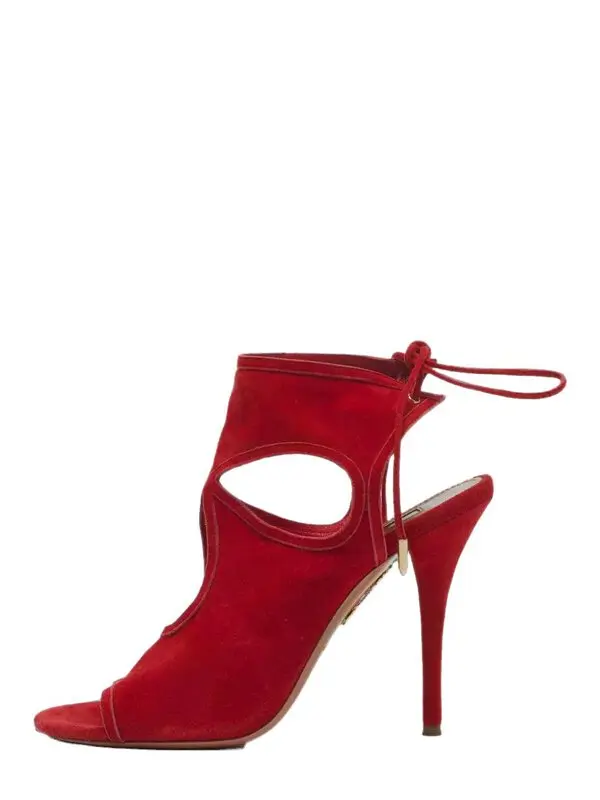 AQUAZZURA Suede Cut-out Stiletto Sandals - Red
