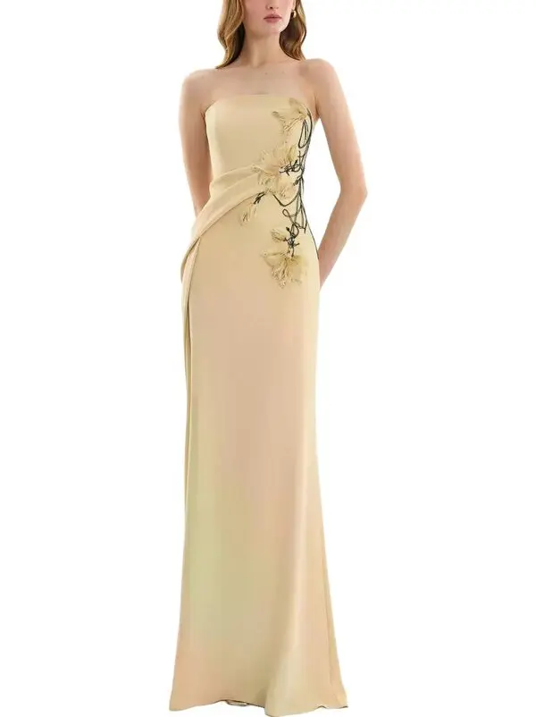 GEMY MAALOUF Strapless Floral Maxi Dress - Neutrals