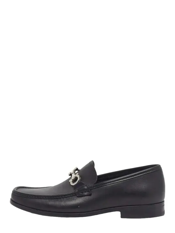 FERRAGAMO Gancini Leather Loafers - Black