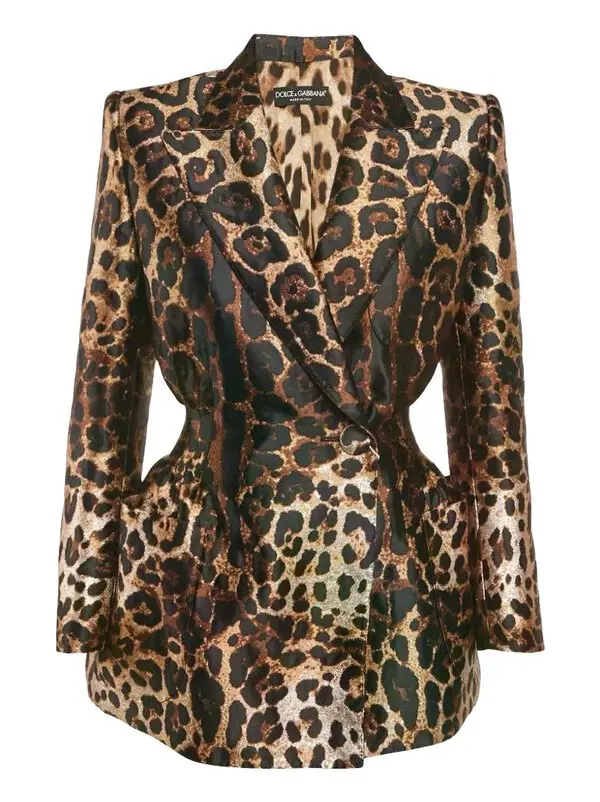 Dolce & Gabbana Leopard-print Structured Blazer - Black