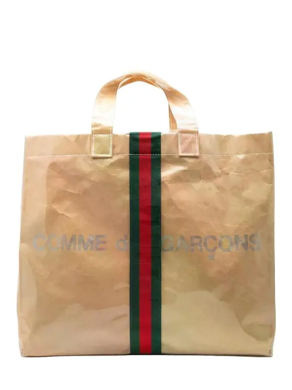 Gucci Pvc Web Shopper Tote Bag - Neutrals