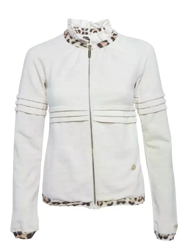Roberto Cavalli Leopard-print Trim Zip-up Jacket - Neutrals
