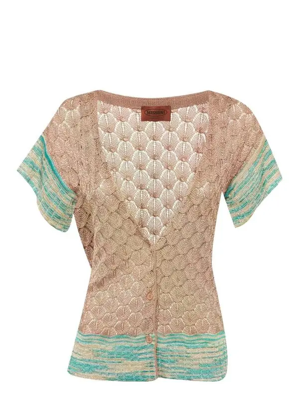 Missoni Crochet Knit Short Sleeve Cardigan - Neutrals