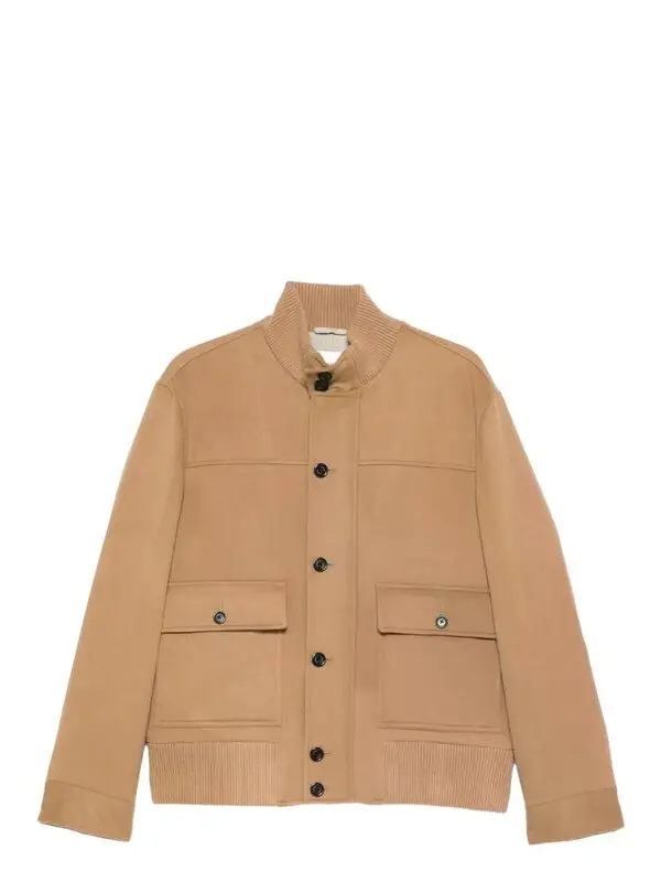 LARDINI Ribbed-trim Jacket - Neutrals