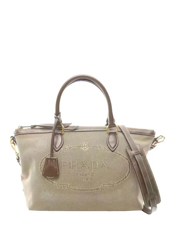Prada Canapa Logo Jacquard Tote Bag - Neutrals