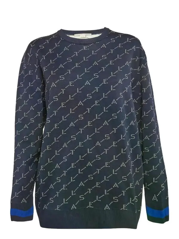 Stella McCartney All-over Logo Print Long Sleeve Sweater - Blue