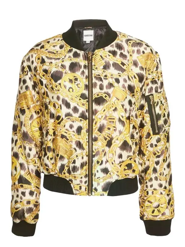 Moschino X H&m Leopard Print Zip-up Jacket - Neutrals