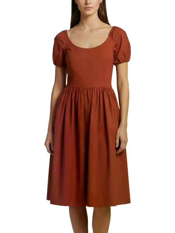 Prada Short Puff Sleeve Dress - Brown