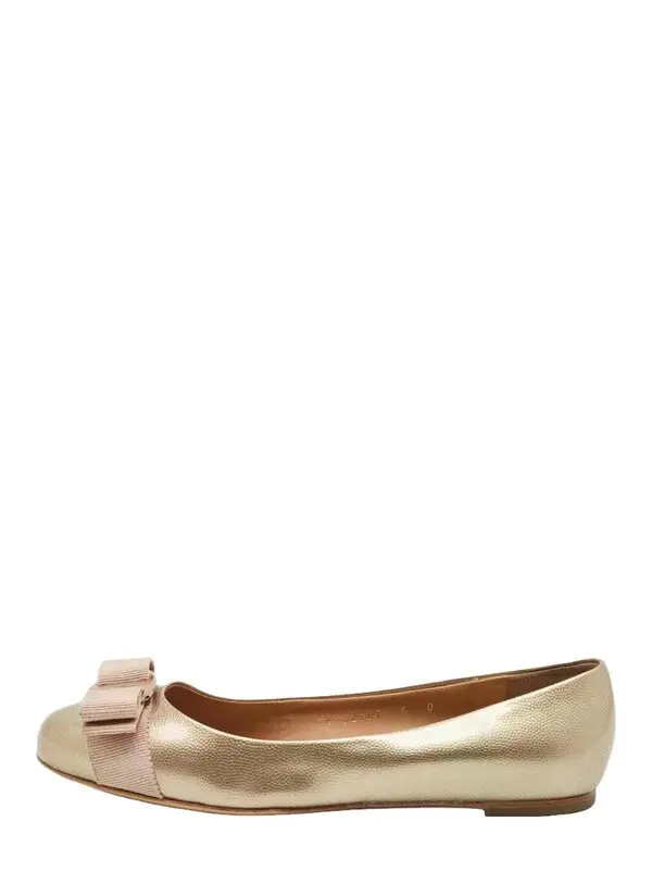 FERRAGAMO Vara Bow-embellished Ballet Flats - Gold