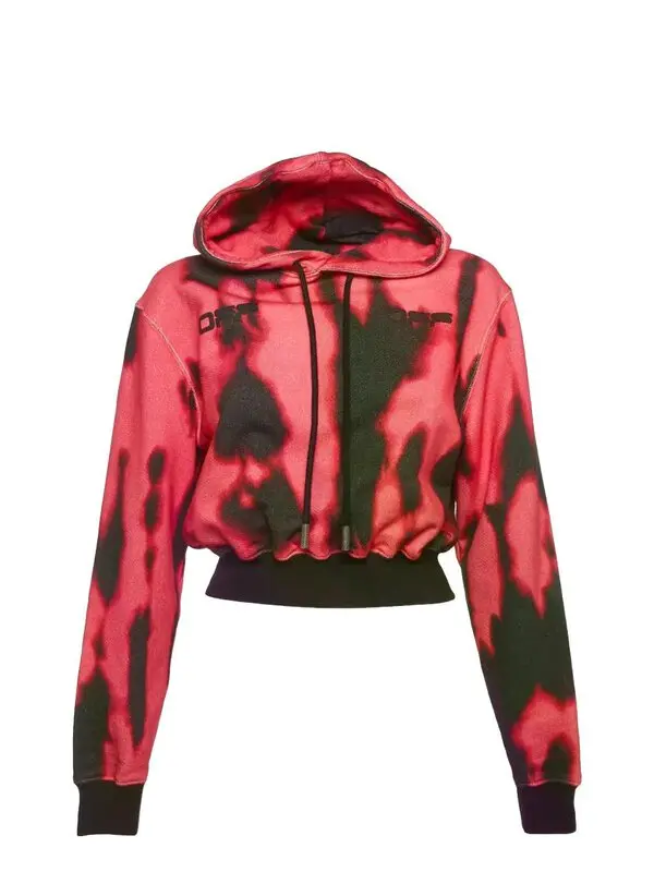 Off-White Cropped Hoodie - Red