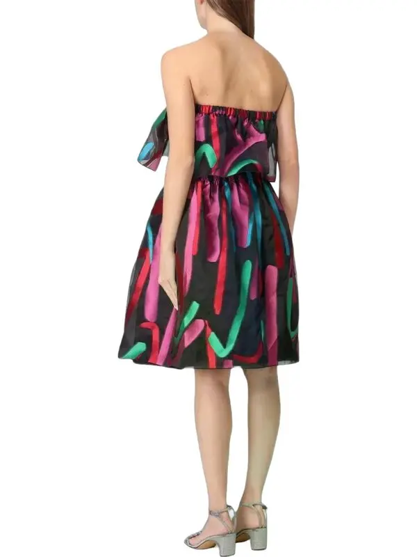 Emporio Armani Abstract Pattern Bustier Mini Dress - Black
